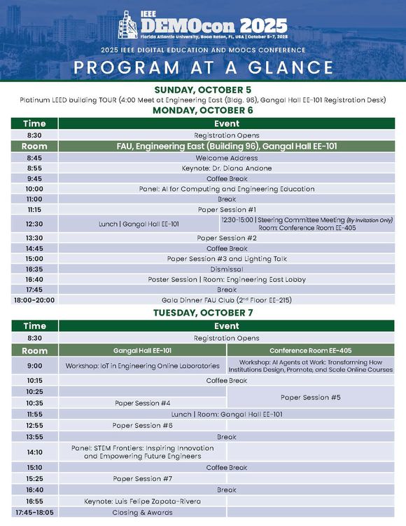 Program at a Glance | DEMOCON 2025 | Boca Raton, Florida